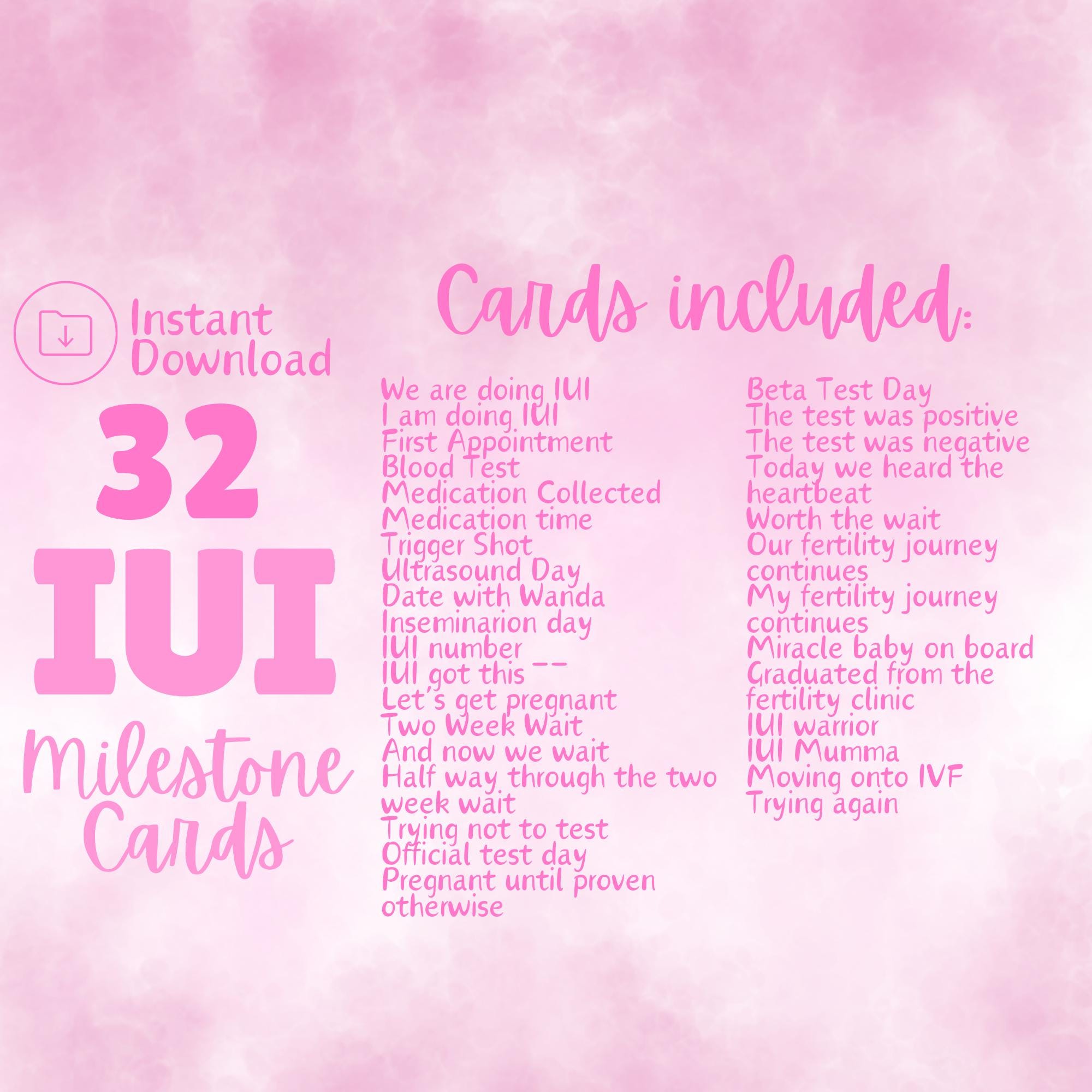 IUI Journey Milestone Cards | Digital Download | Fertility Journey ...