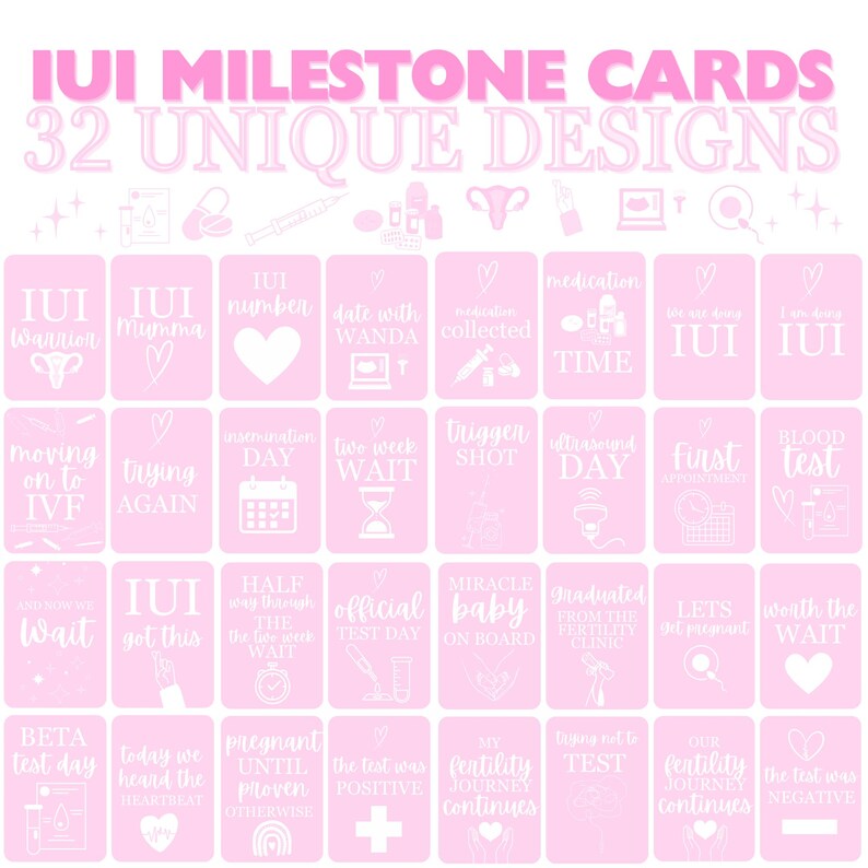 IUI Journey Milestone Cards | Digital Download | Fertility Journey ...