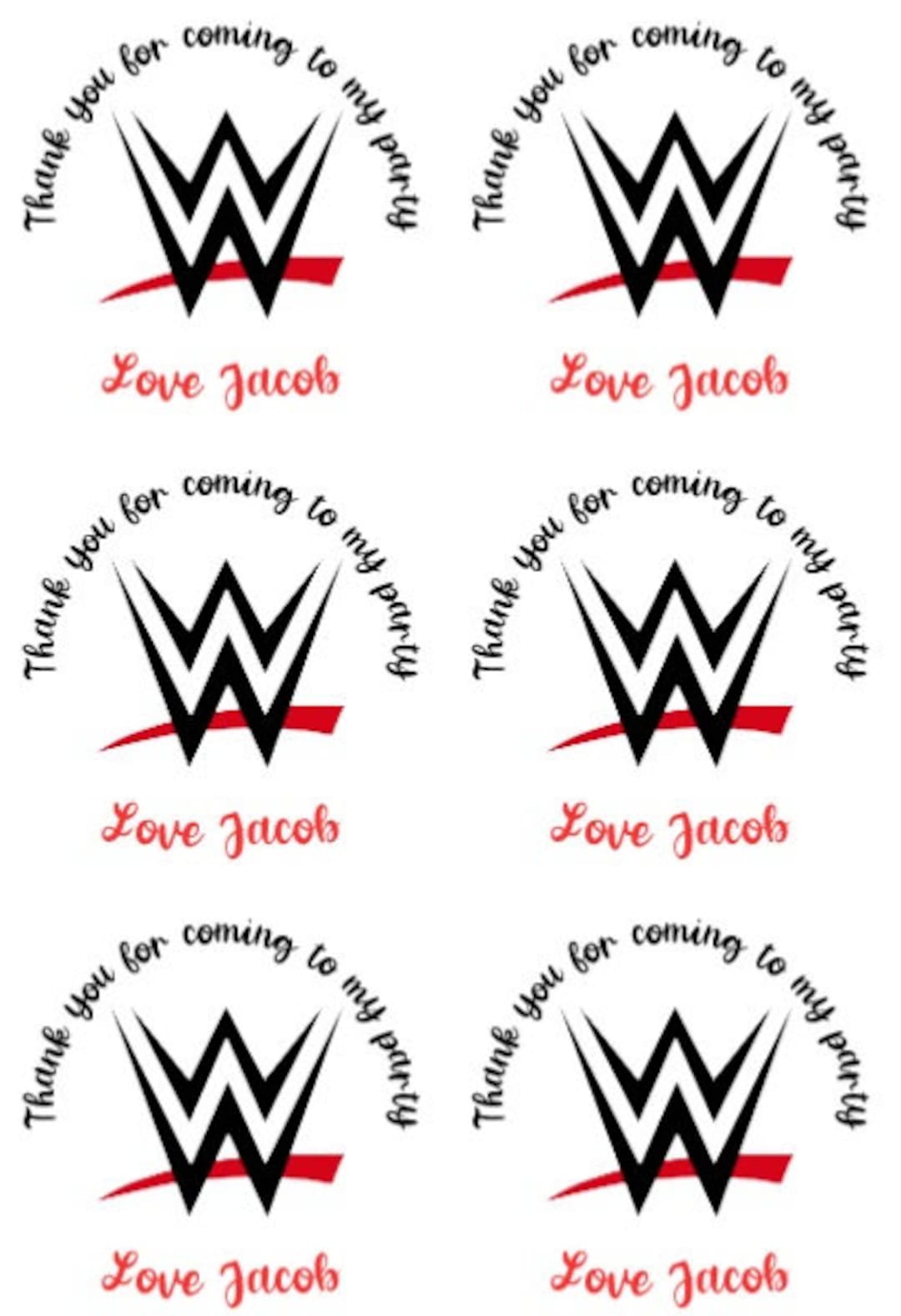 Personalised WWE Labels Sweet Cone/ Loot Bags Stickers Tags - Etsy