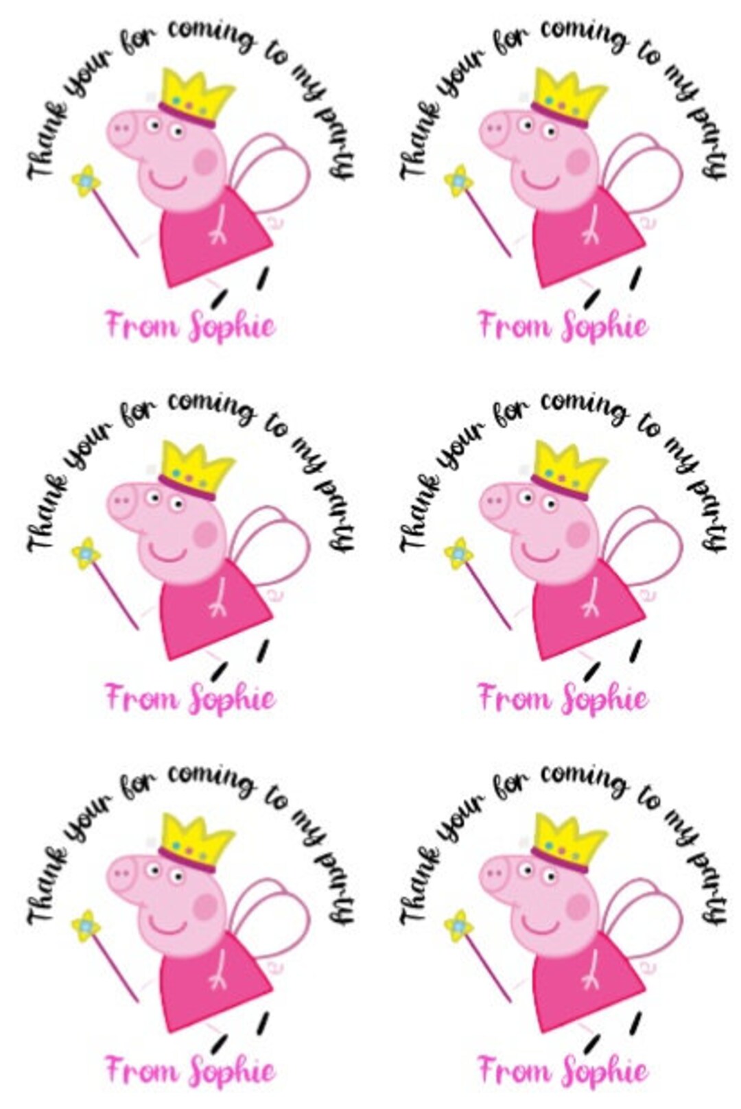 Personalised Peppa Pig Birthday Sweet Cone Label / Loot Bag Labels Tags ...