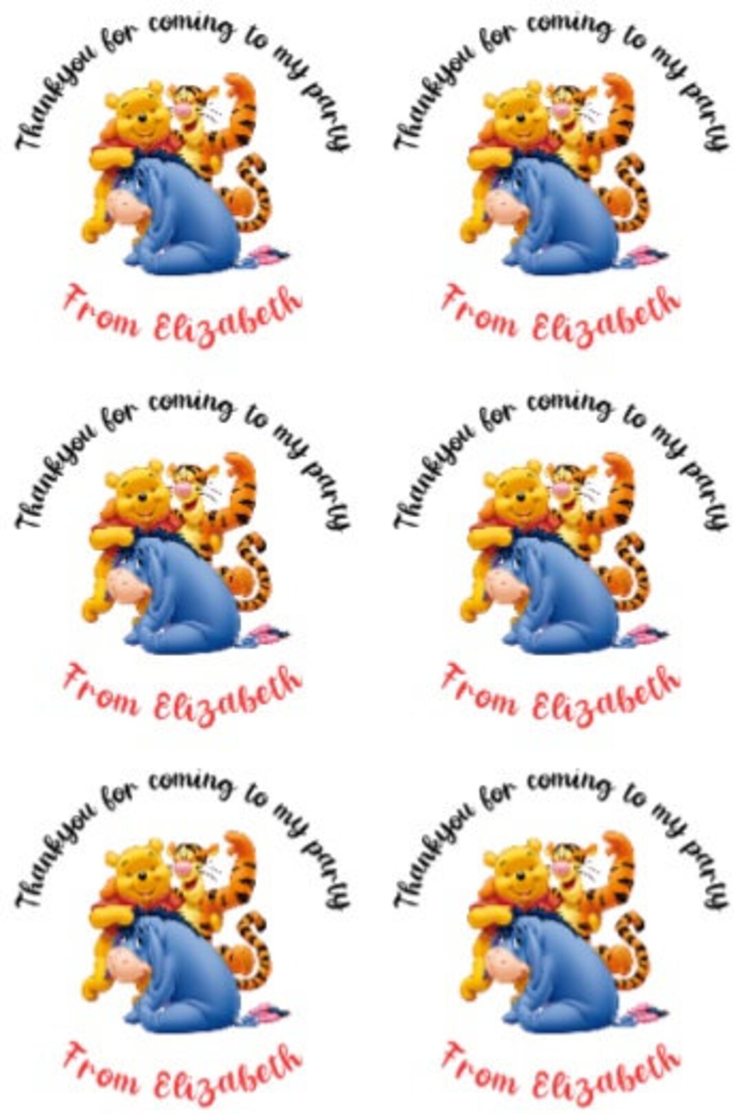Personalised Winnie the Pooh and Friends Sweet Cone Labels / Loot Bag ...