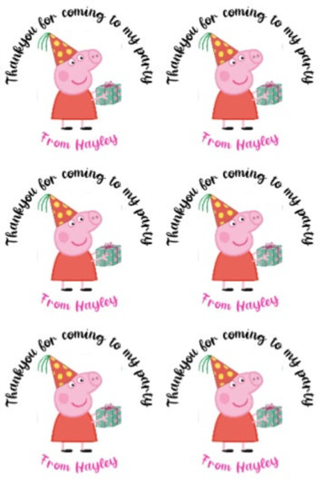 Personalised Peppa Pig Sweet Cone Labels / Loot Bag Labels Tags - Etsy