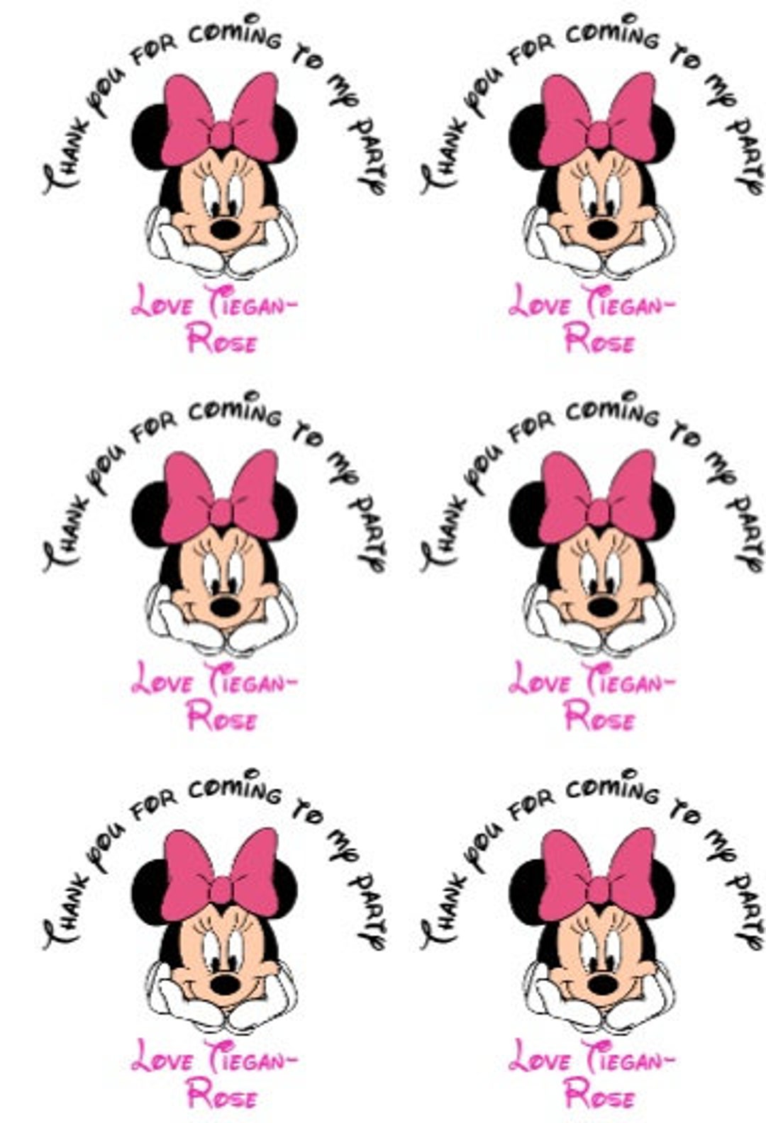 Personalised Minnie Mouse Sweet Cone Labels / Loot Bag Labels Tags ...