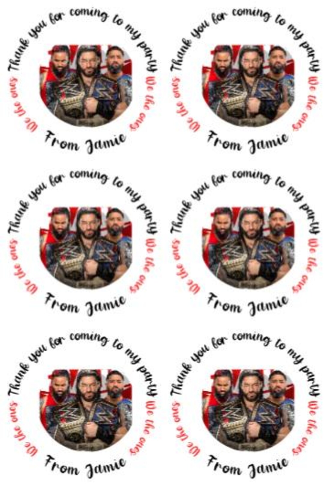 Personalised WWE Uso Sweet Cone / Loot Bag Labels Tags - Etsy UK
