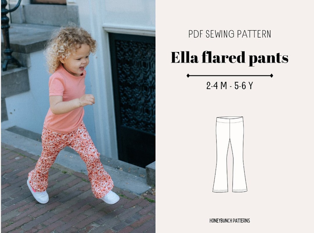 Flared Pants Pattern for Girls, Flared Pants Sewing PDF, Toddler Girl ...
