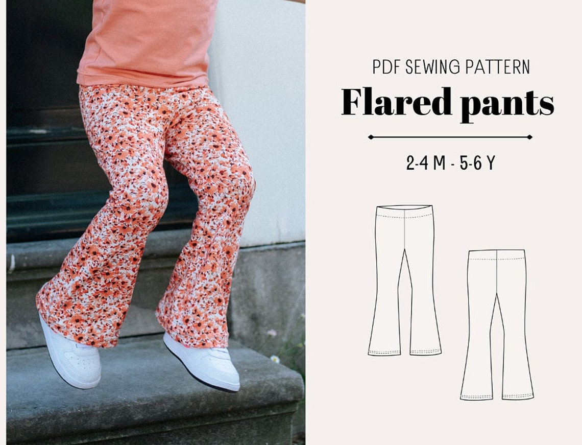 Flared Pants Pattern for Girls Flared Pants Sewing PDF - Etsy