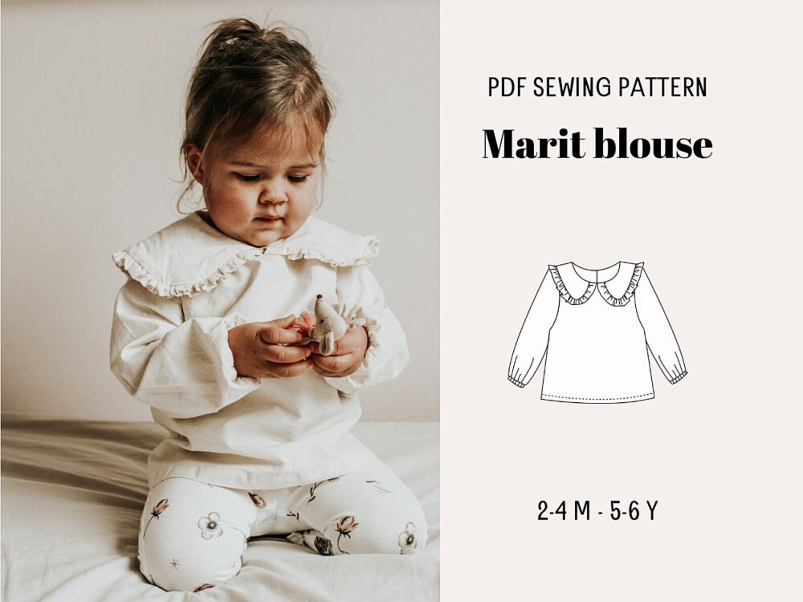 Marit Blouse, Digital Easy PDF Sewing Pattern for Kids, Boho-style ...