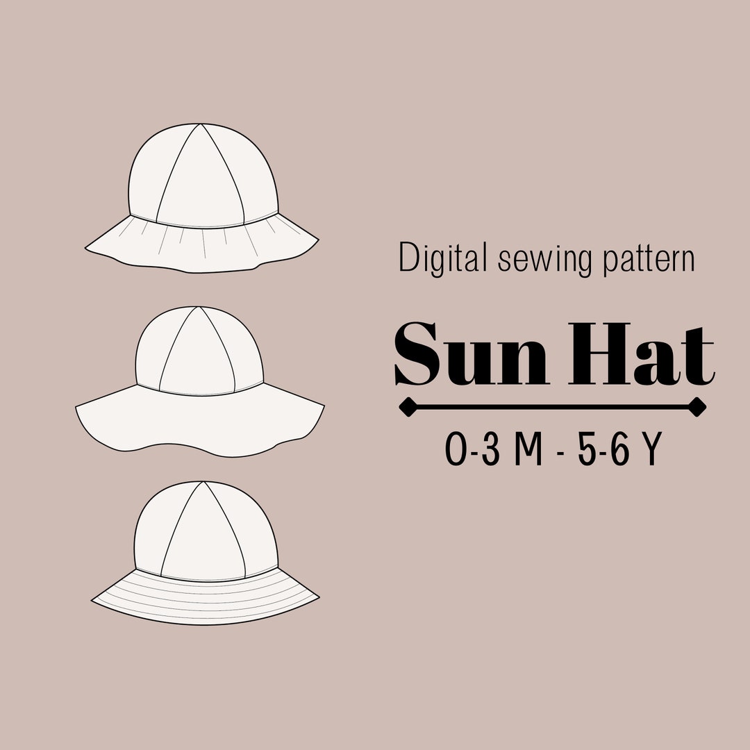 Easy Sun Hat Girls, Baby Sun Hat PDF Sewing Pattern, Kids Wide Brim Hat ...