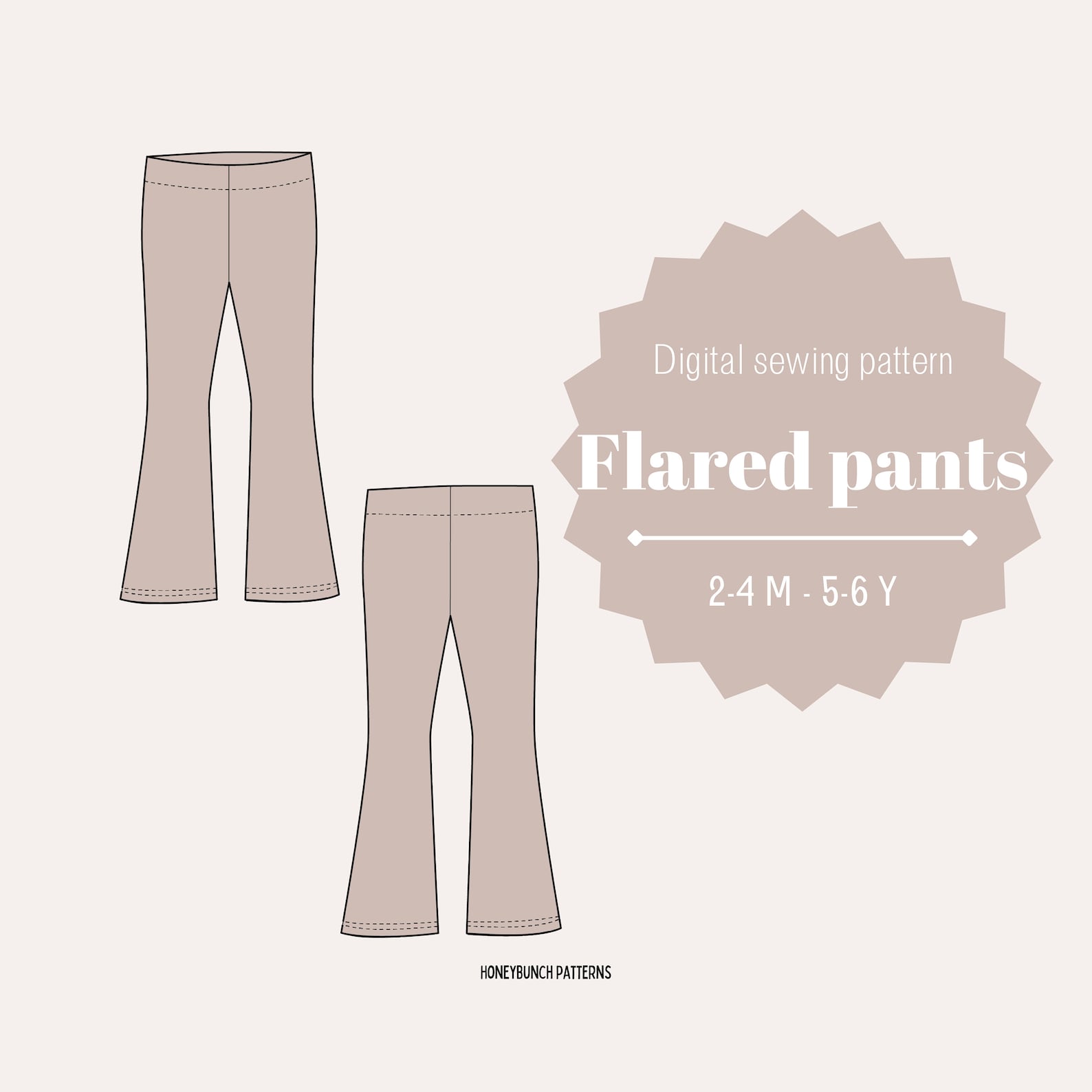 Baby Flared Pants Sewing Pattern, Kids Flared Pants Pattern, Toddler ...