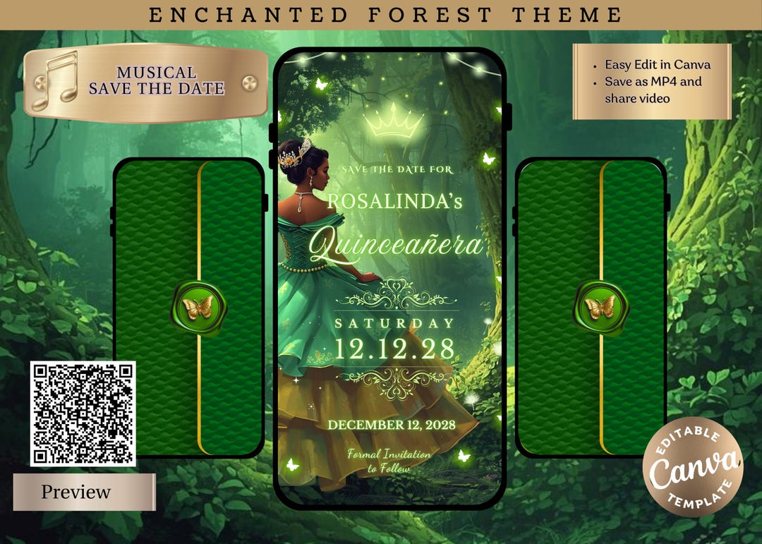 Enchanted Save the Date Video Invitation | Animated Digital Template 2 ...