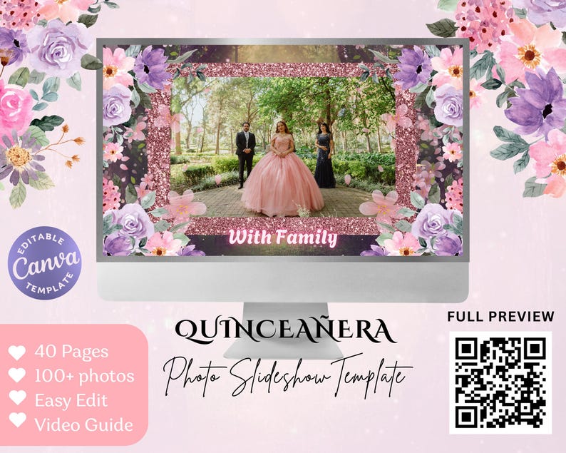 Enchanted Forest Quinceañera Slideshow | Editable Canva Template - Etsy