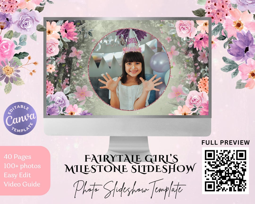 Kid's Birthday Slideshow Template | Editable Canva Video | Photo Video ...