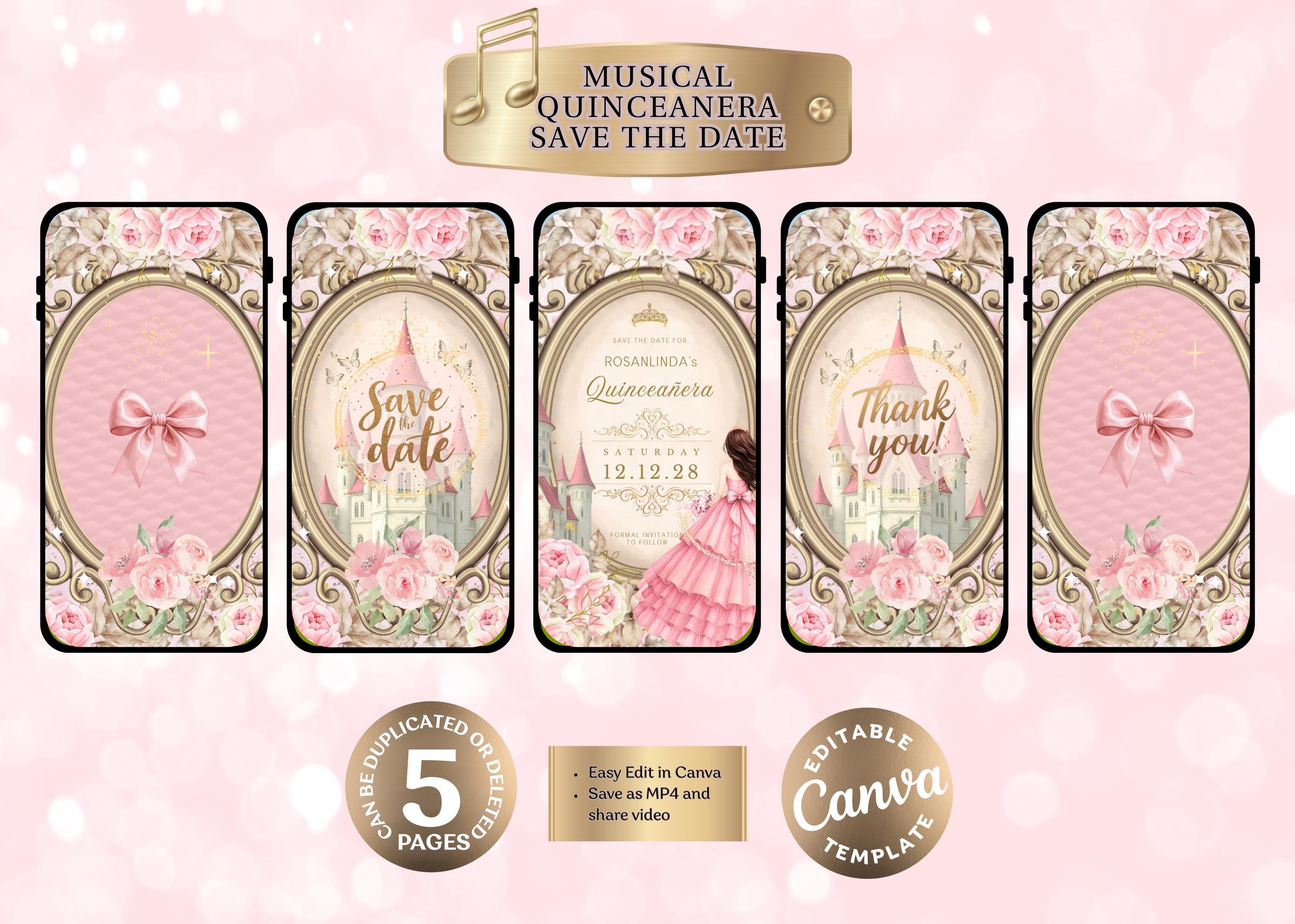 Animated Quinceañera Save the Date | Editable Canva Video | Editable ...
