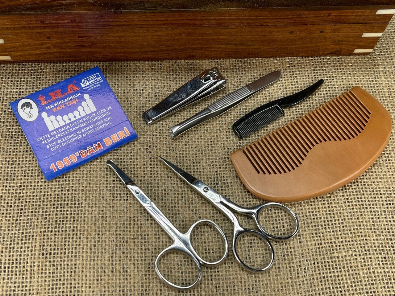 Handmade Wooden Box for Shaving Beard Mustache Grooming Accessories ...