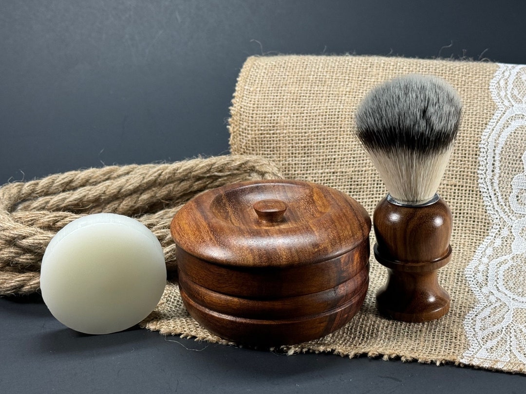 Handmade Wood Wooden Shaving Set Kit,shaving Mug Bowl,brush,shaving ...