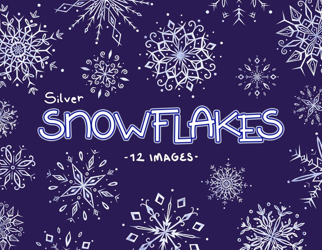 Silver Snowflakes Clip Art Snowy Christmas Winter Clipart Bundle ...