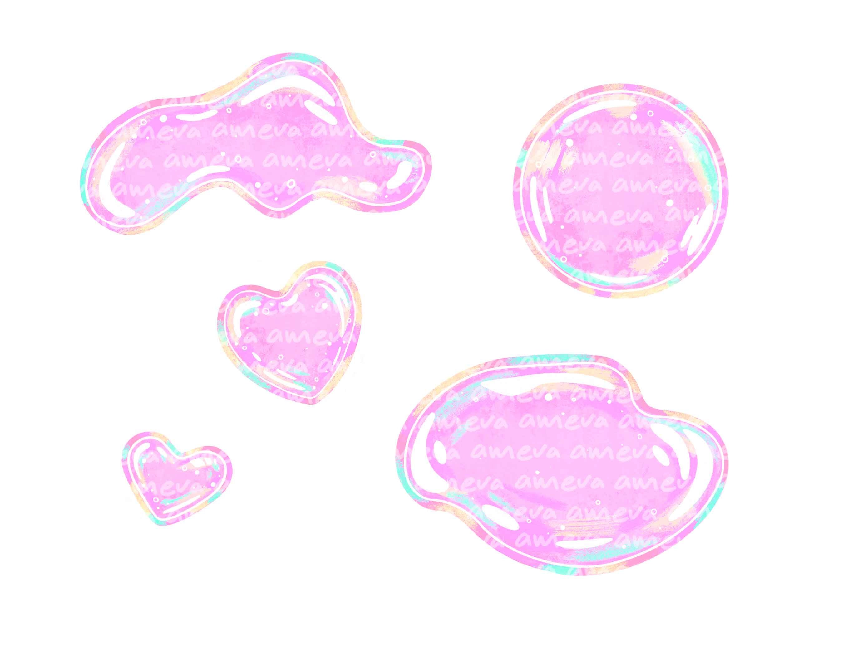 Blowing Pink Bubbles Clipart PNG Commercial Use Love Heart Bubble ...