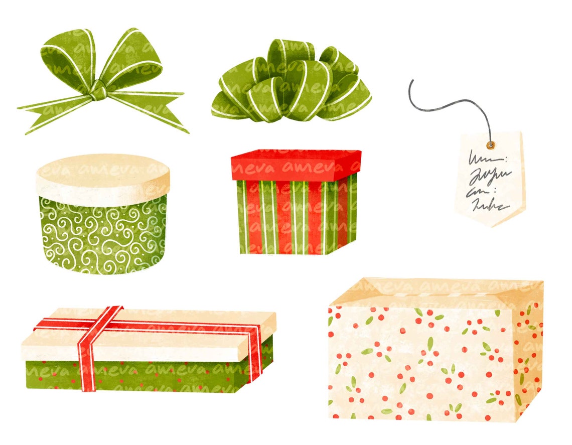 Christmas Gifts Clipart Digital Scrapbook Art Holiday Presents PNG ...