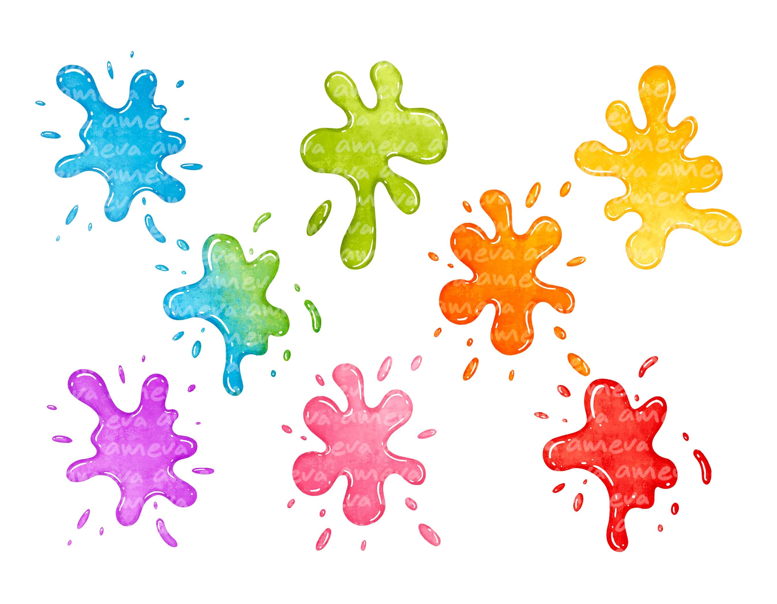 Paint Splats Clipart Rainbow Paint Bundle Painting Clipart Color Paint ...