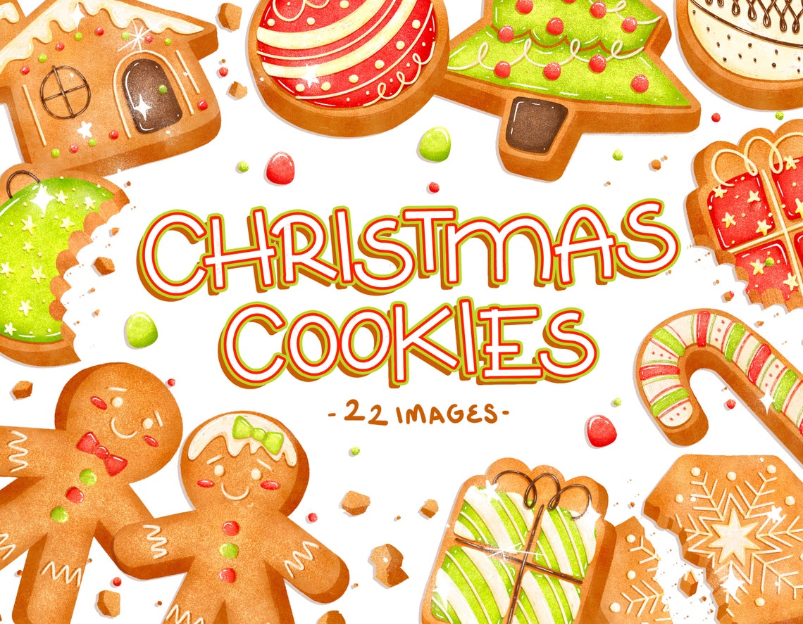 Christmas Cookies Clipart, Digital Scrapbook Art Cookie PNG Files ...