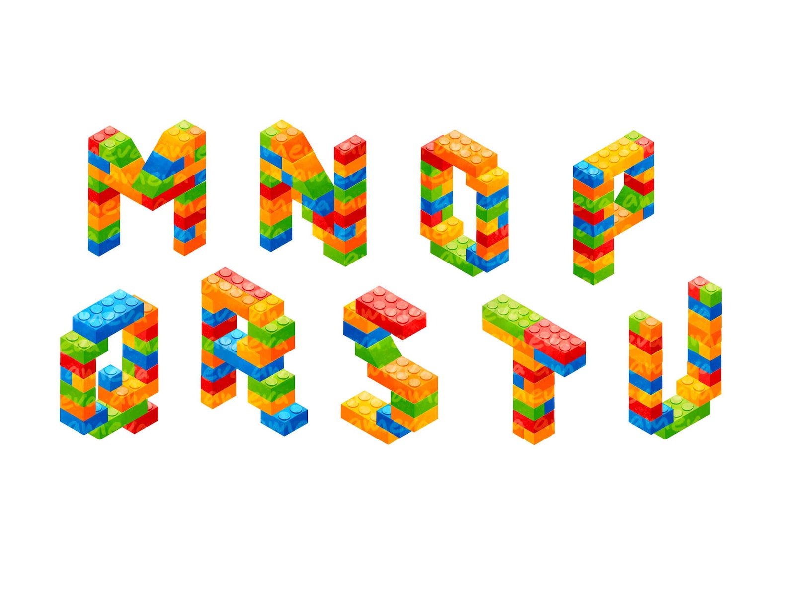 Brick Block 3D Letters Clipart Plastic Building Bricks Alphabet PNG ...