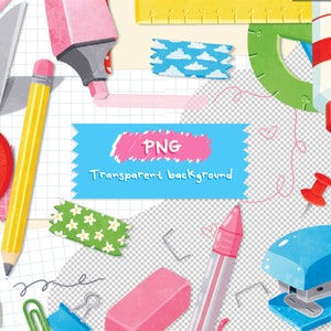 Back to School Supplies Clipart School Teacher Clip Art Set Rainbow ...