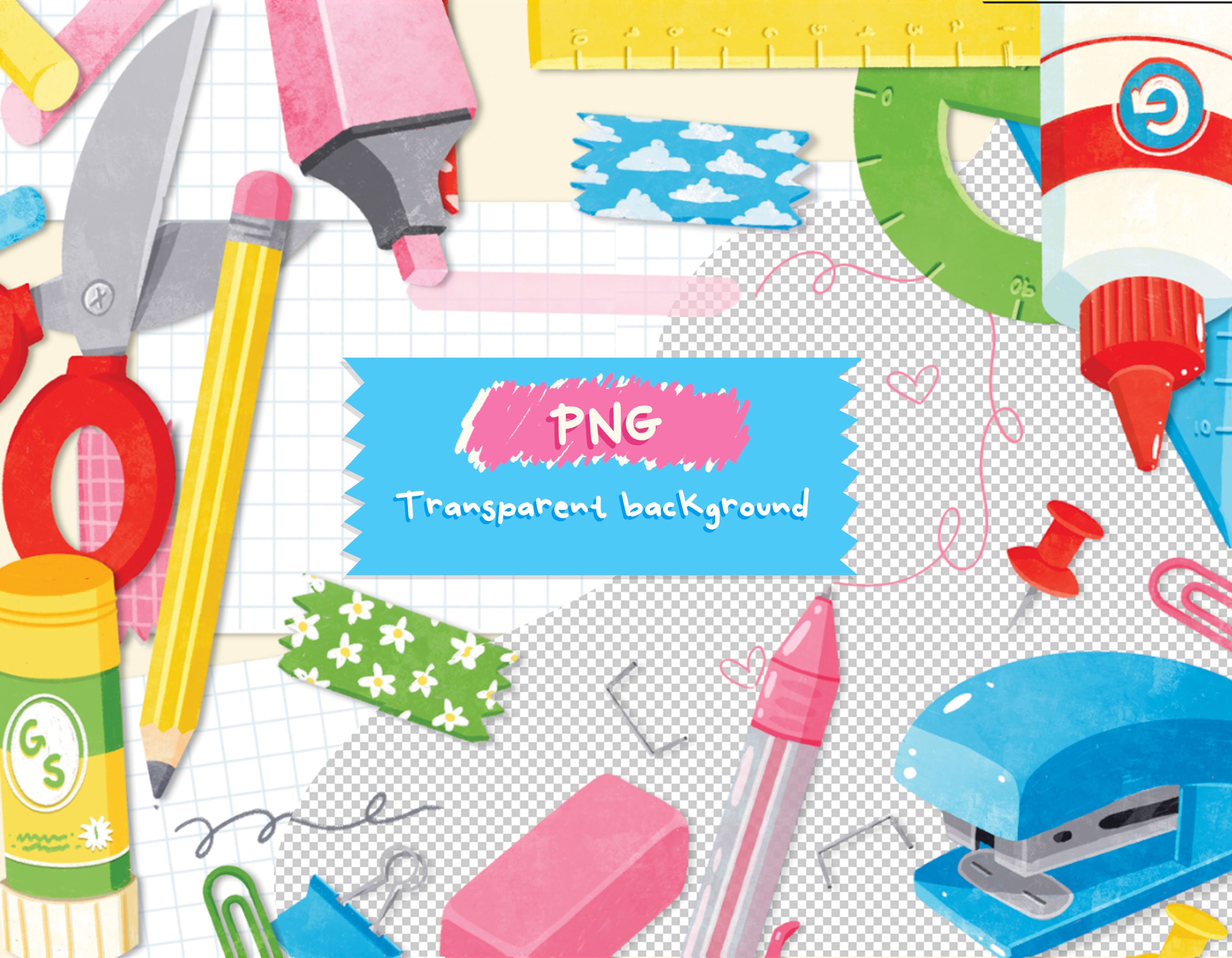 Back to School Supplies Clipart School Teacher Clip Art Set Rainbow ...