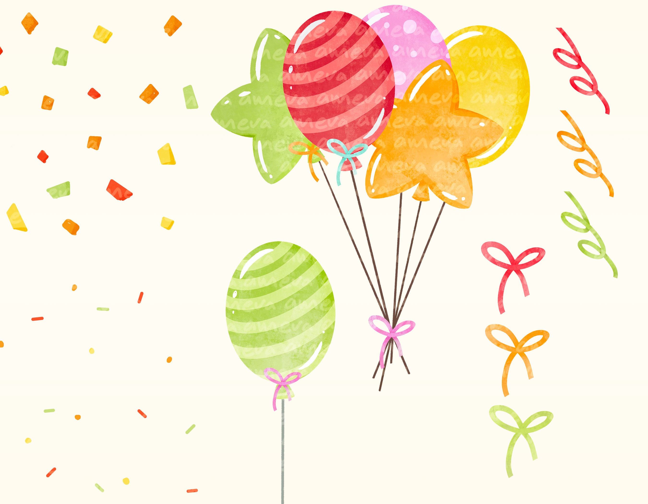 Birthday Party Balloons Clipart Colorful Party Commercial Use PNG Files ...