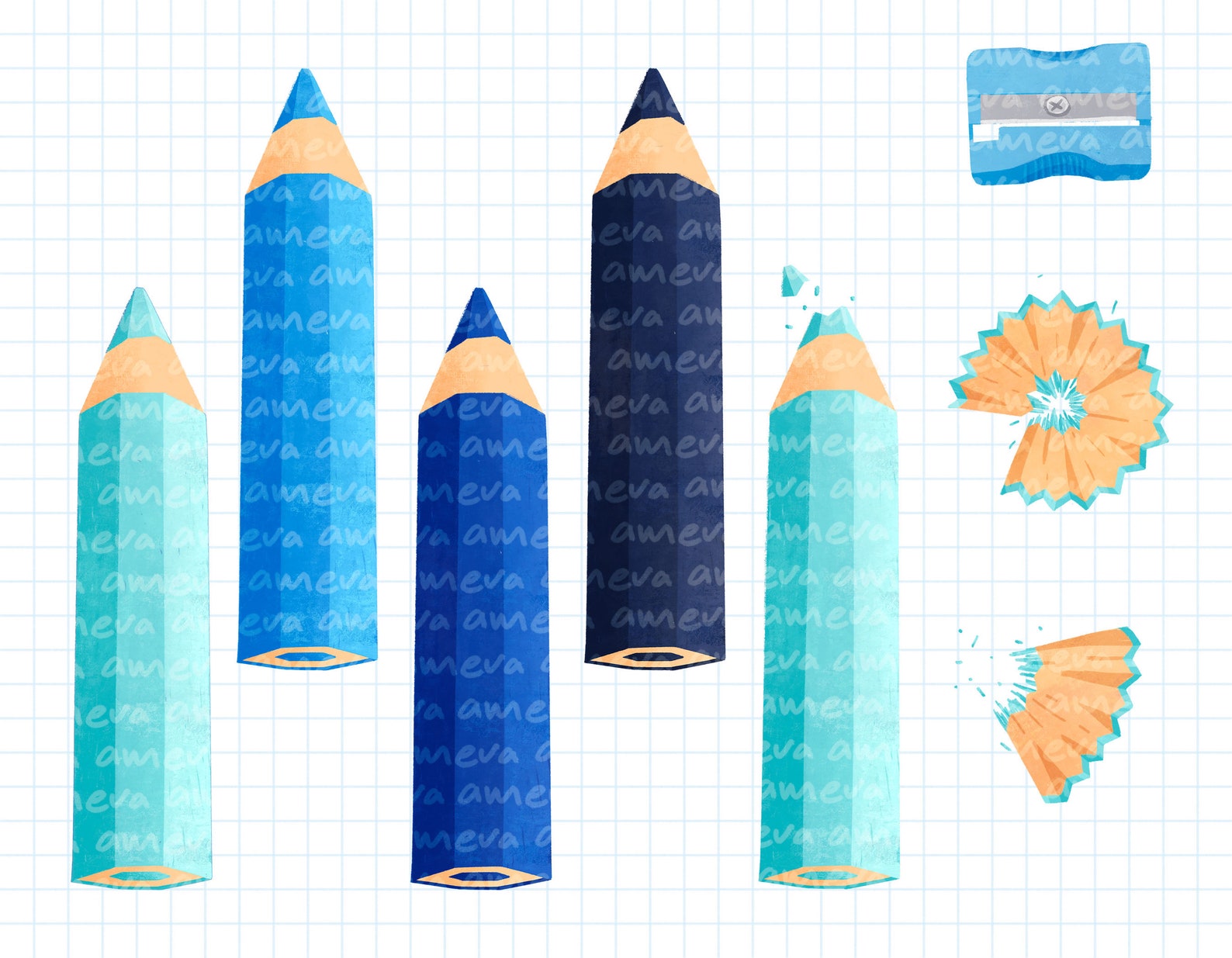 Colored Pencils Clipart Set Back to School Supplies Bundle Rainbow ...