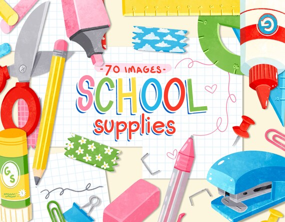 Back to School Supplies Clipart School Teacher Clip Art Set - Etsy