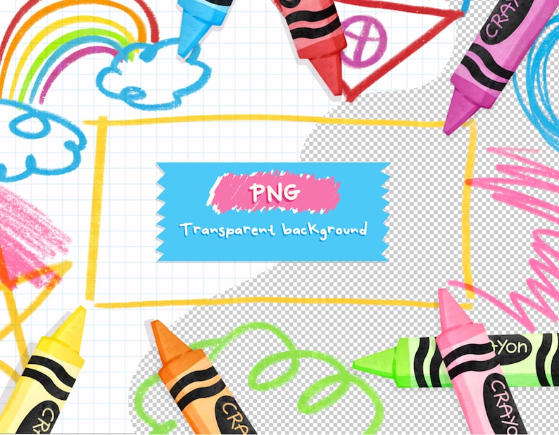 Coloring Crayons Clip Art Set Rainbow Crayons Watercolor Clipart Art ...