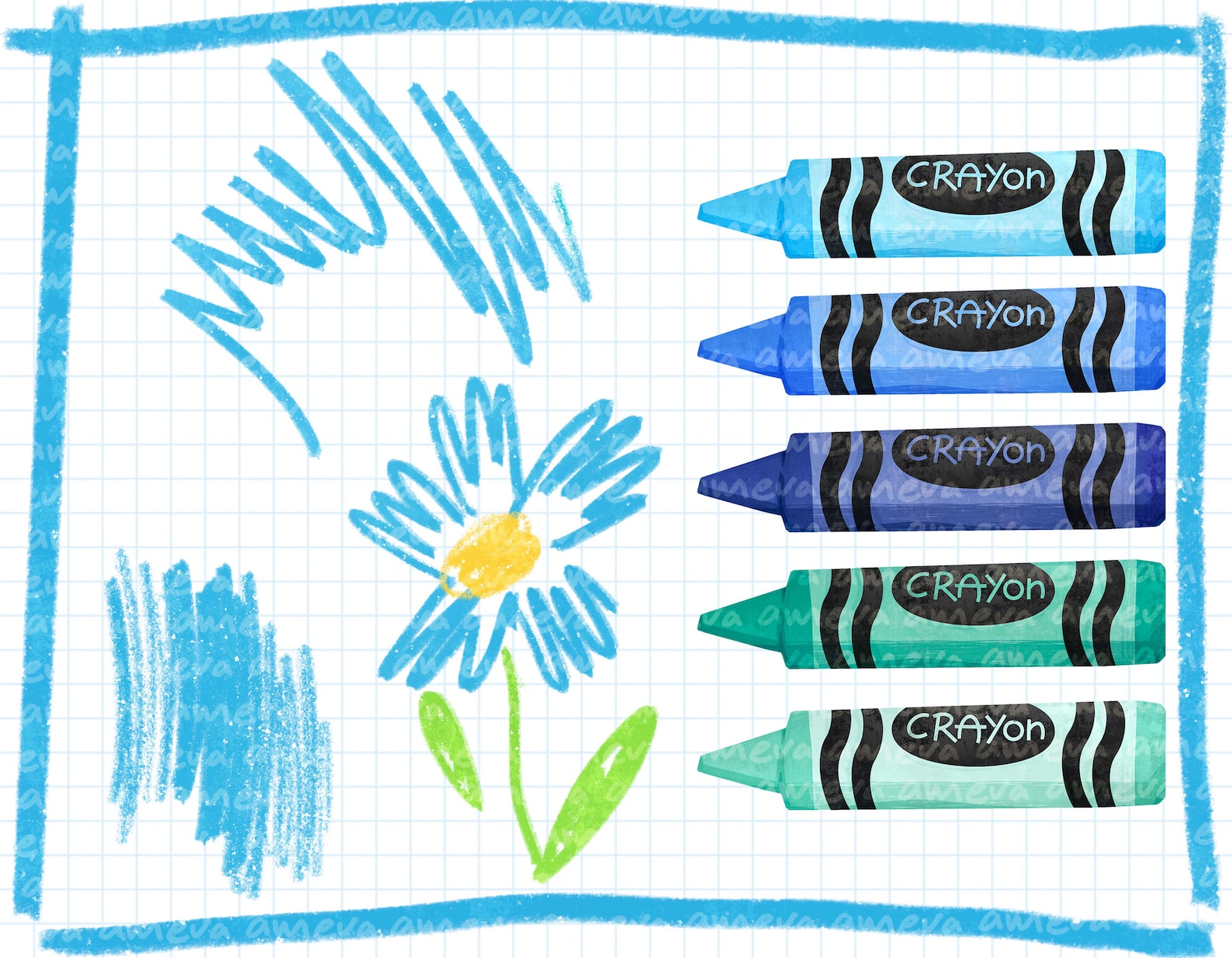 Coloring Crayons Clip Art Set Rainbow Crayons Watercolor Clipart Art ...