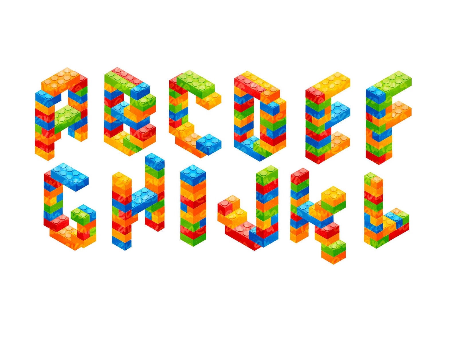 Brick Block 3D Letters Clipart Plastic Building Bricks Alphabet PNG ...