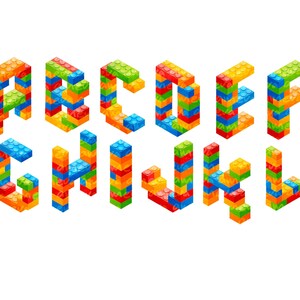 Brick Block 3D Letters Clipart Plastic Building Bricks Alphabet PNG ...