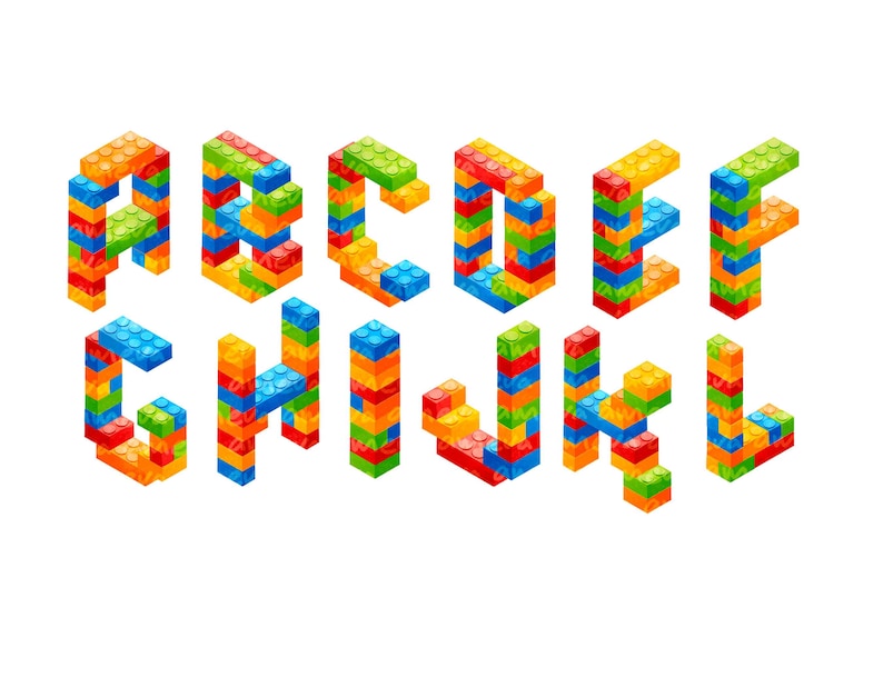Brick Block 3D Letters Clipart Plastic Building Bricks Alphabet PNG ...