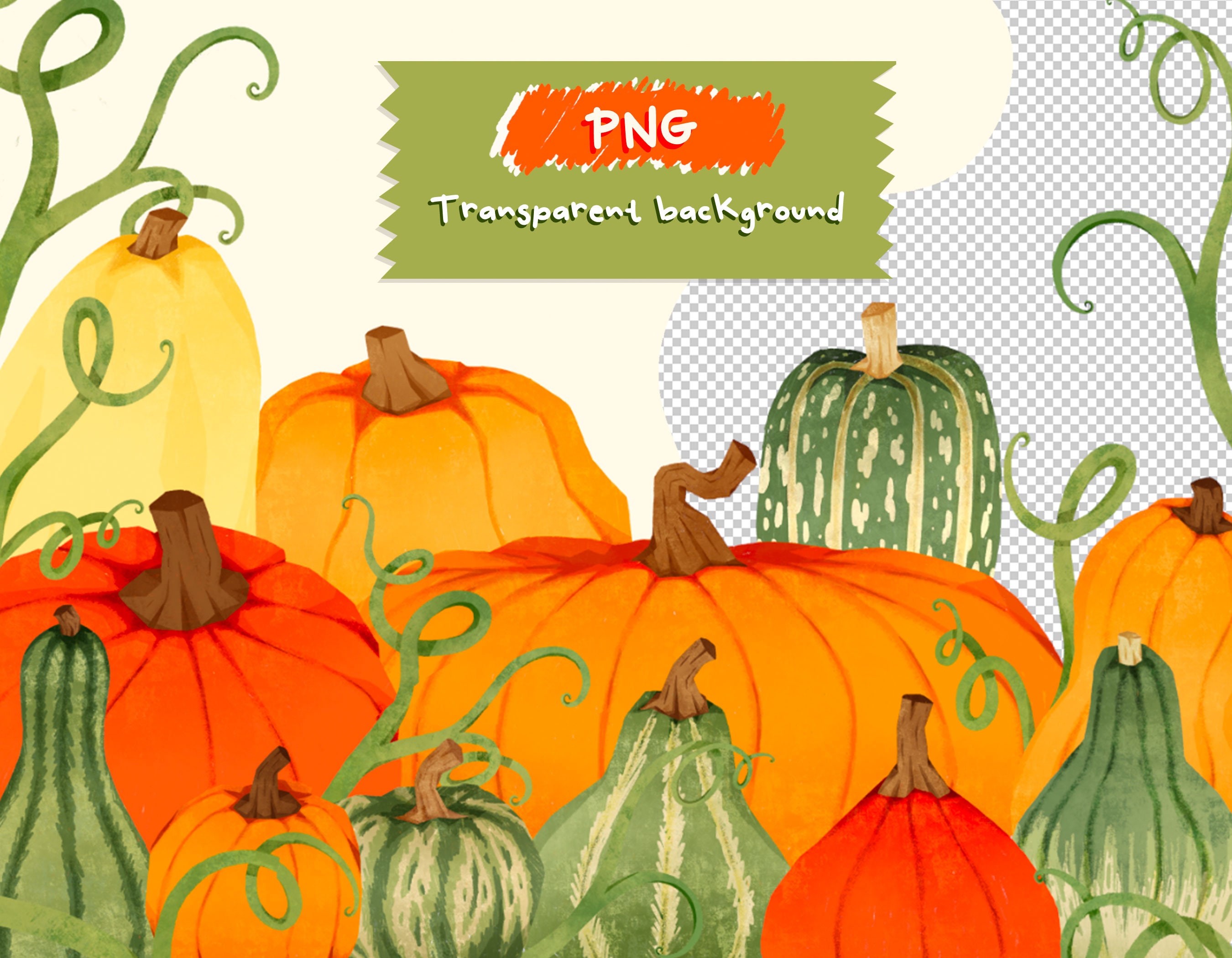 Pumpkin Clipart Fall Pumpkins PNG Files Pumpkin Season Bundle Autumn ...