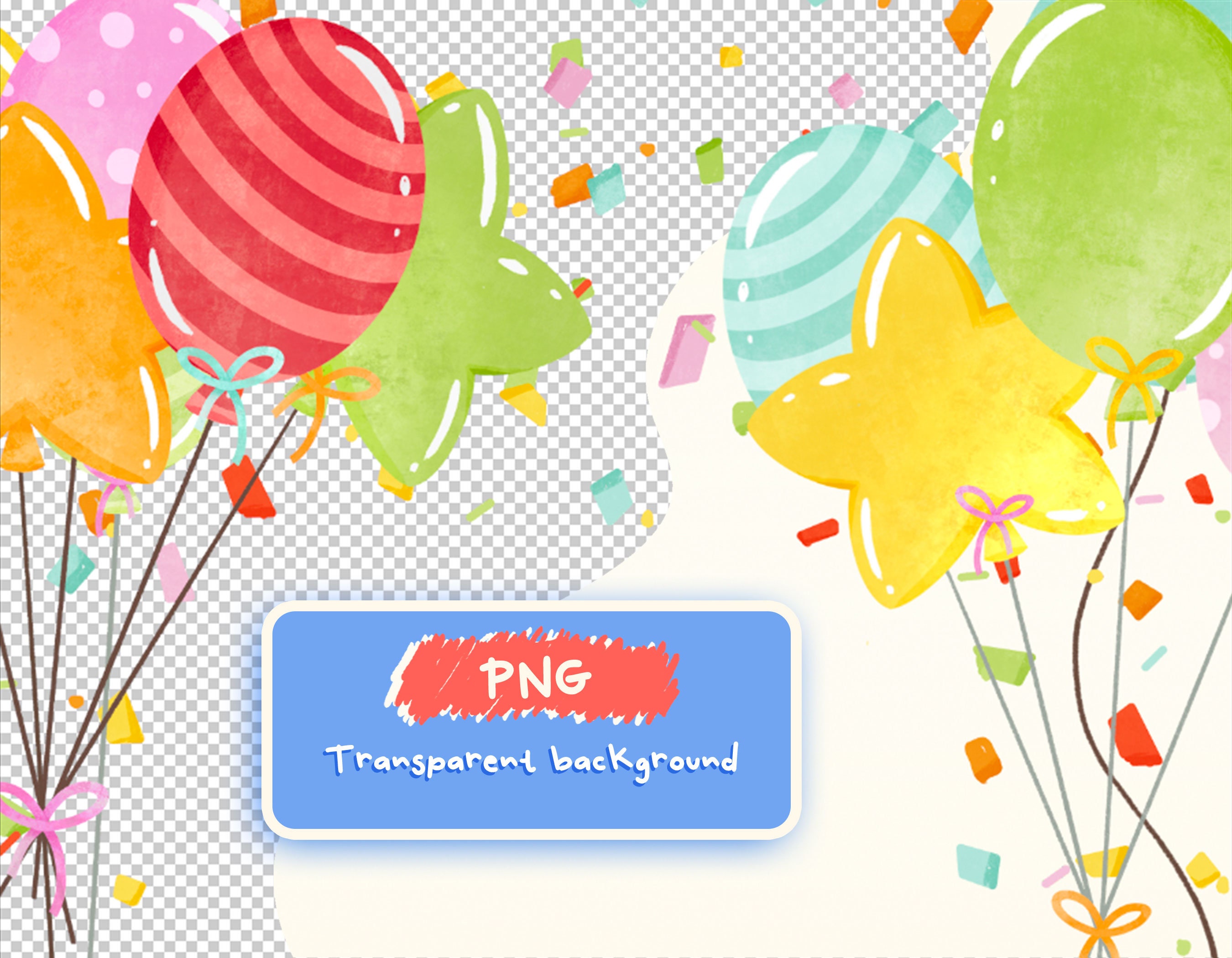 Birthday Party Balloons Clipart Colorful Party Commercial Use PNG Files ...