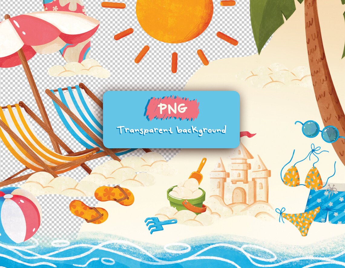 Summer Clipart Digital Download Tropical Beach Vacation Bundle - Etsy