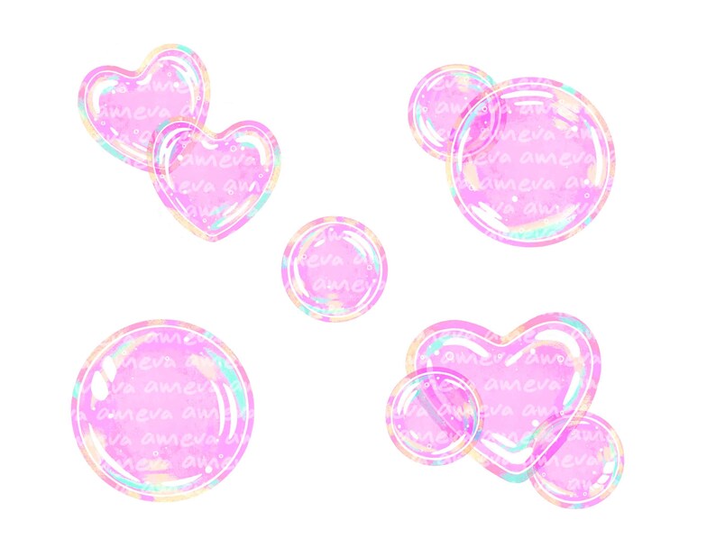 Blowing Pink Bubbles Clipart PNG Commercial Use Love Heart Bubble ...