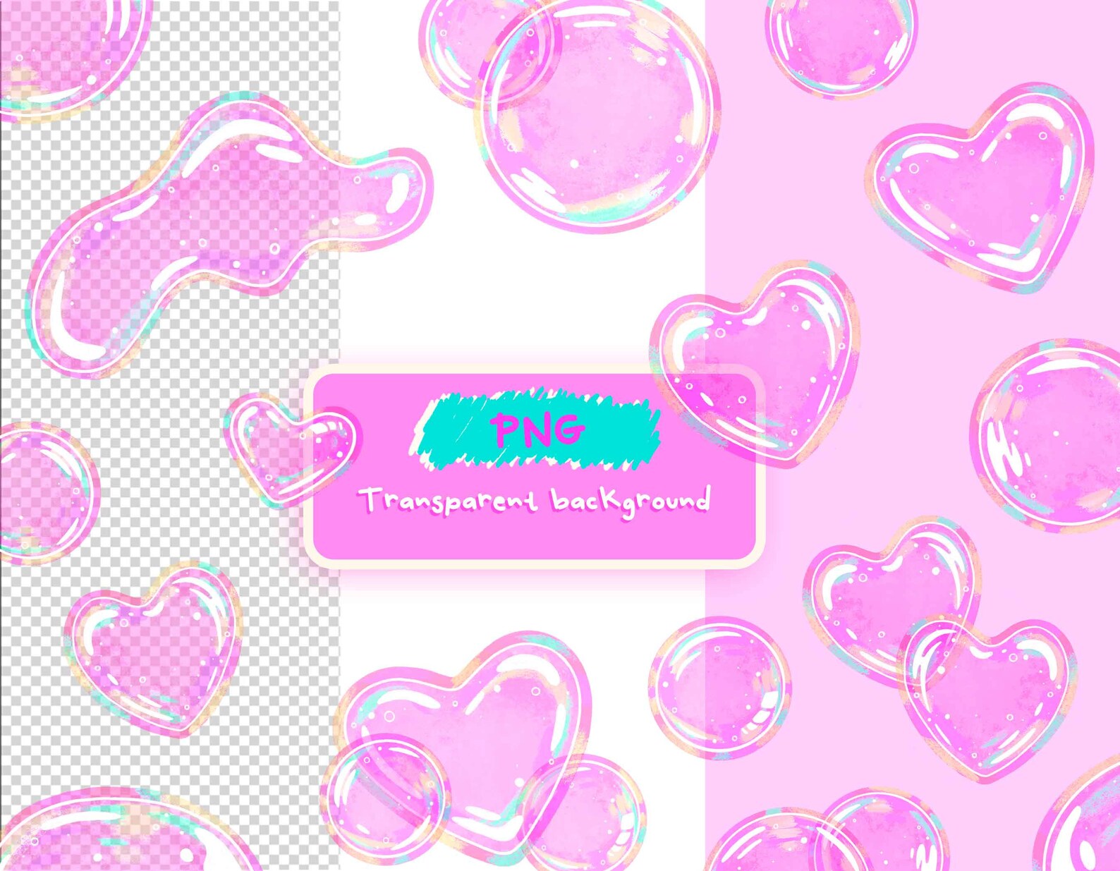 Blowing Pink Bubbles Clipart PNG Commercial Use Love Heart Bubble ...