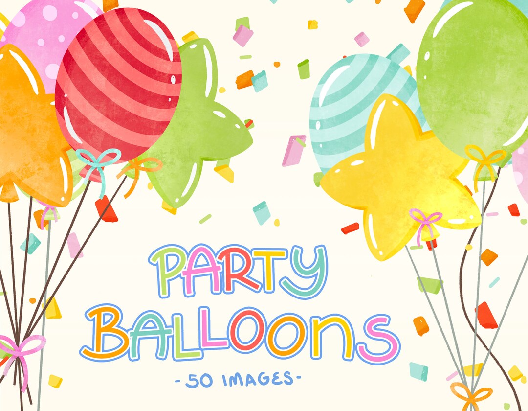 Birthday Party Balloons Clipart Colorful Party Commercial Use PNG Files ...
