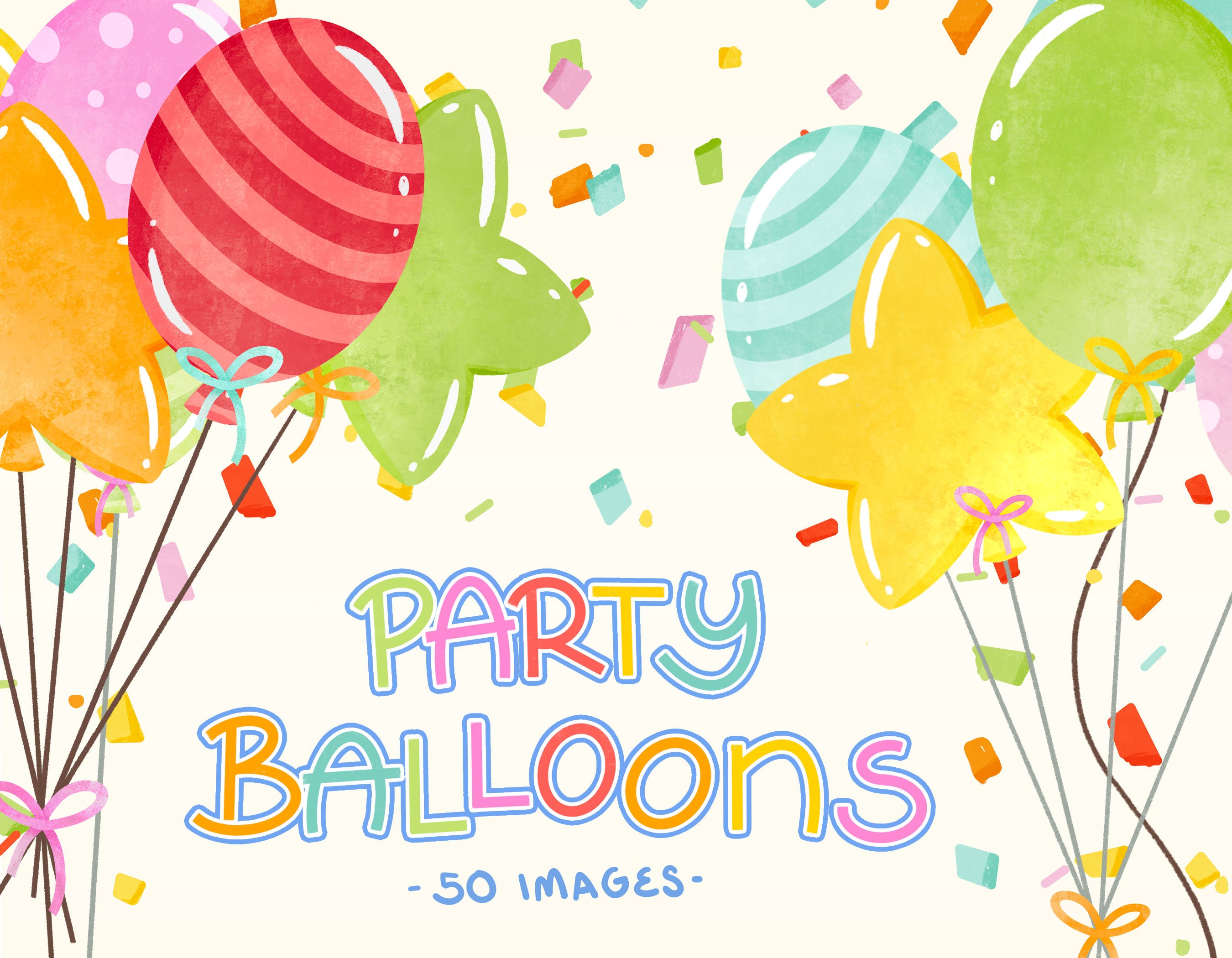 Birthday Party Balloons Clipart Colorful Party Commercial Use PNG Files ...