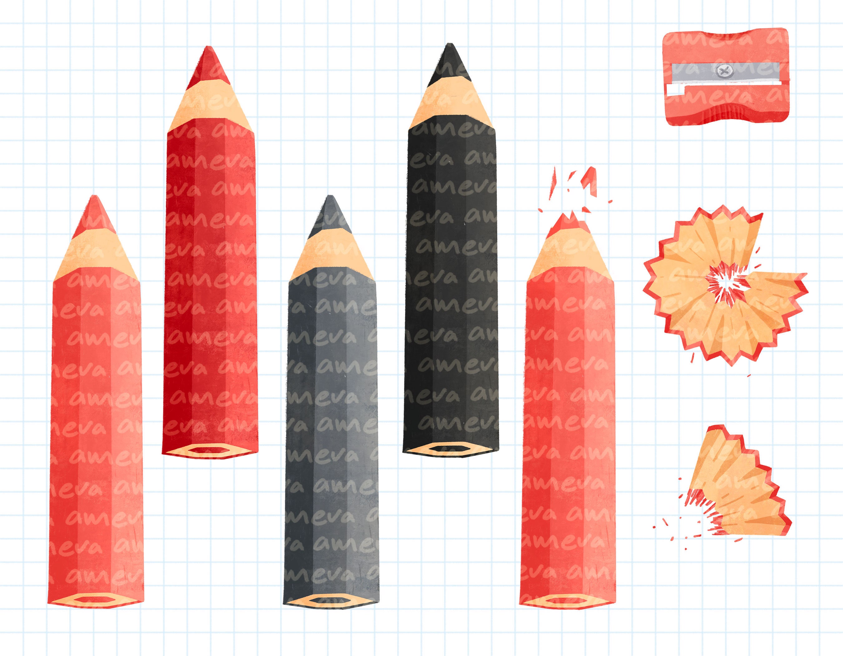 Colored Pencils Clipart Set Back to School Supplies Bundle Rainbow ...