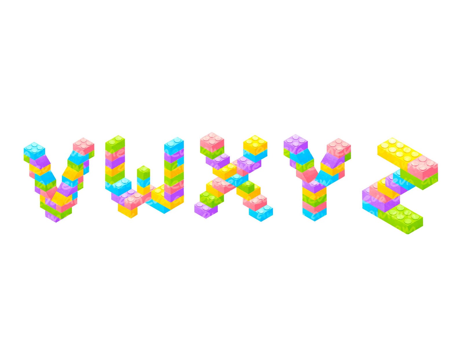 Pastel Brick Block 3D Letters Clipart Plastic Building Bricks Alphabet ...