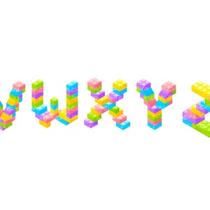 Pastel Brick Block 3D Letters Clipart Plastic Building Bricks Alphabet ...