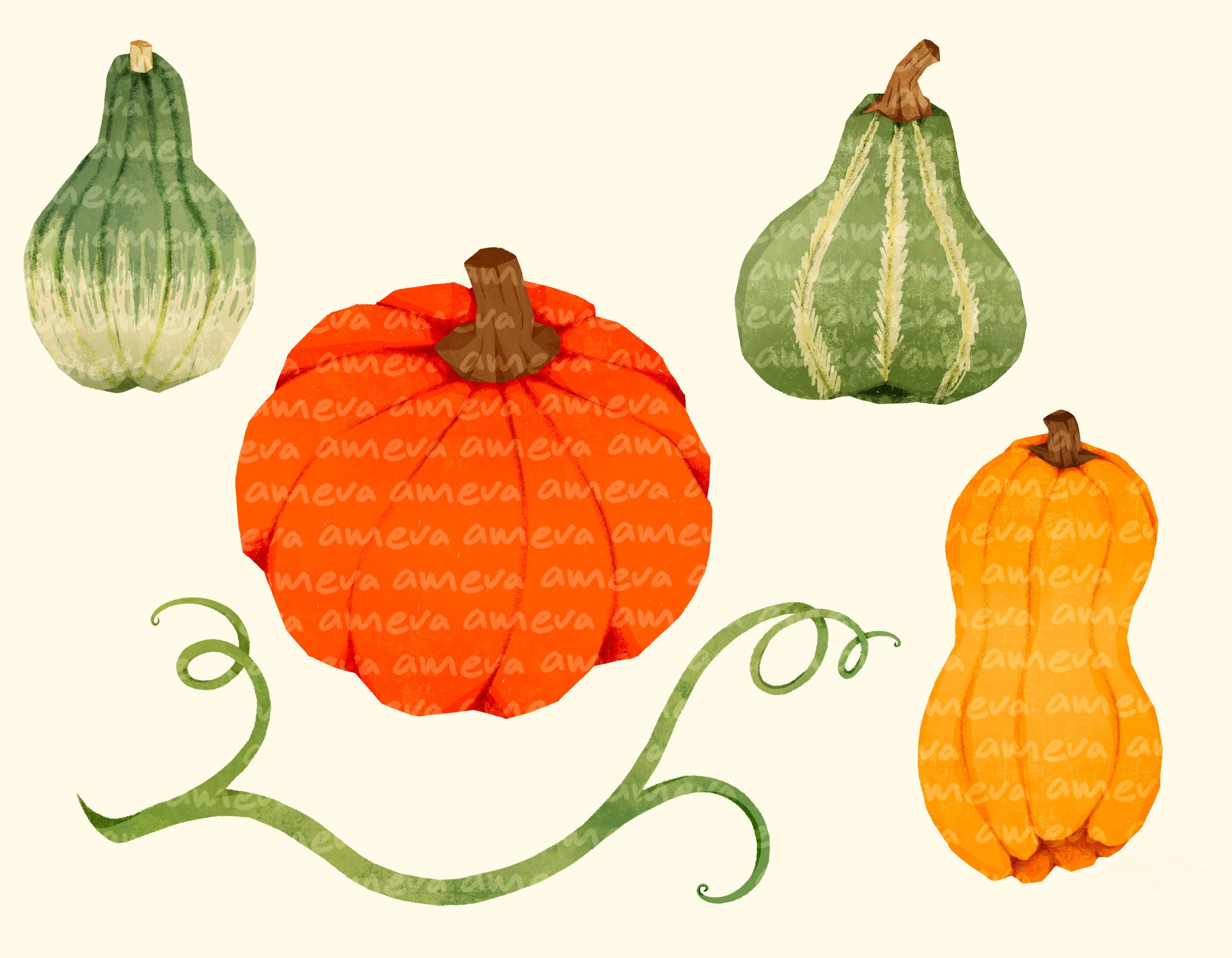Pumpkin Clipart Fall Pumpkins PNG Files Pumpkin Season Bundle Autumn ...