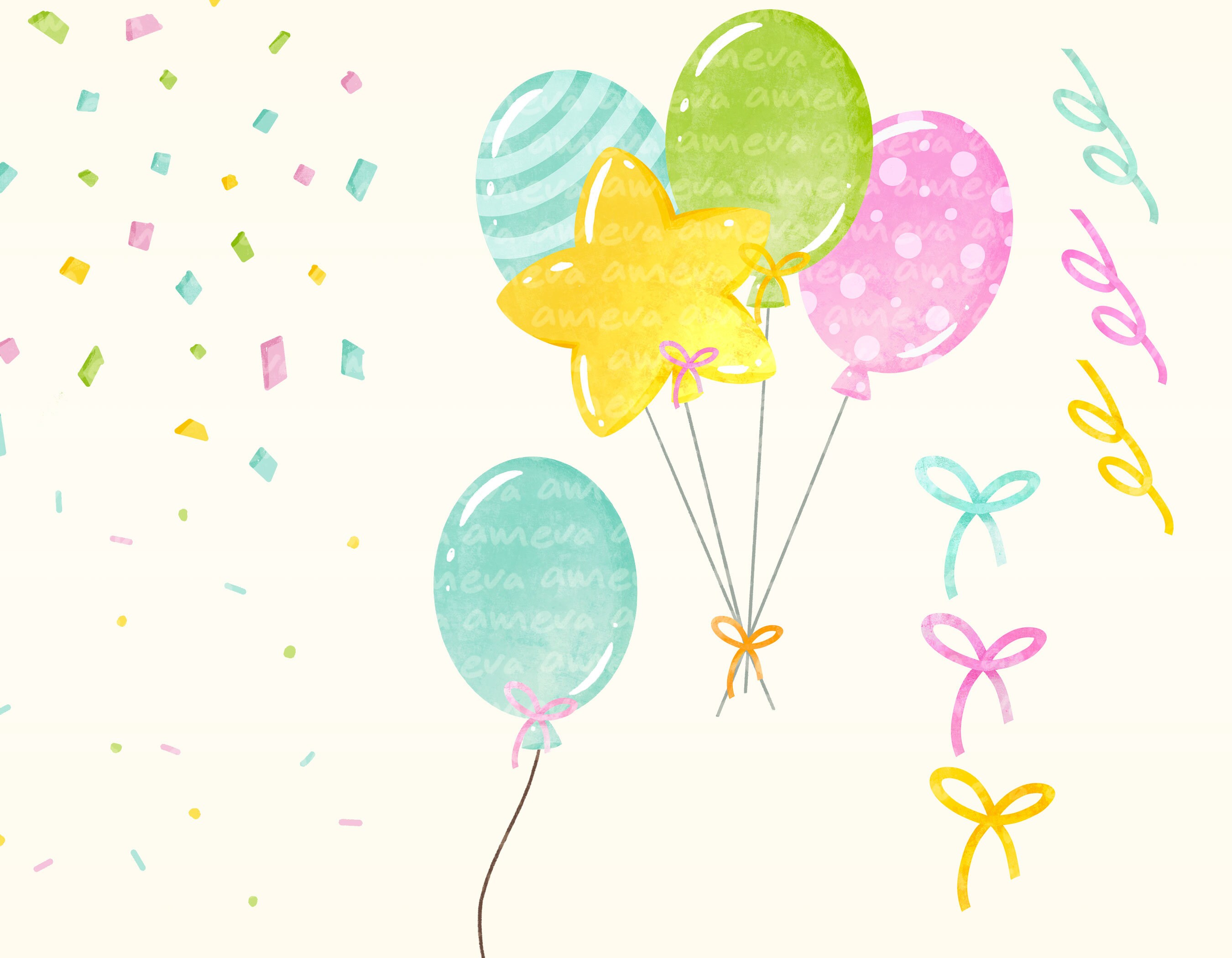 Birthday Party Balloons Clipart Colorful Party Commercial Use PNG Files ...