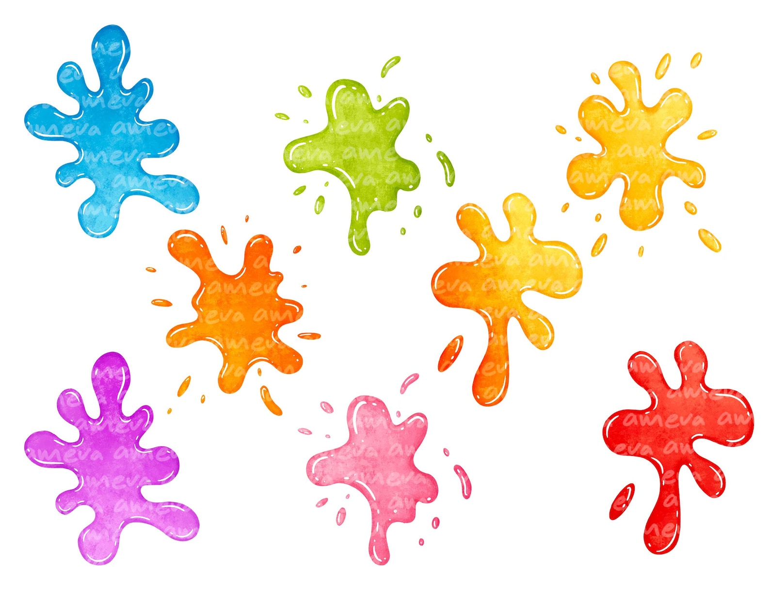 Paint Splats Clipart Rainbow Paint Bundle Painting Clipart Color Paint ...