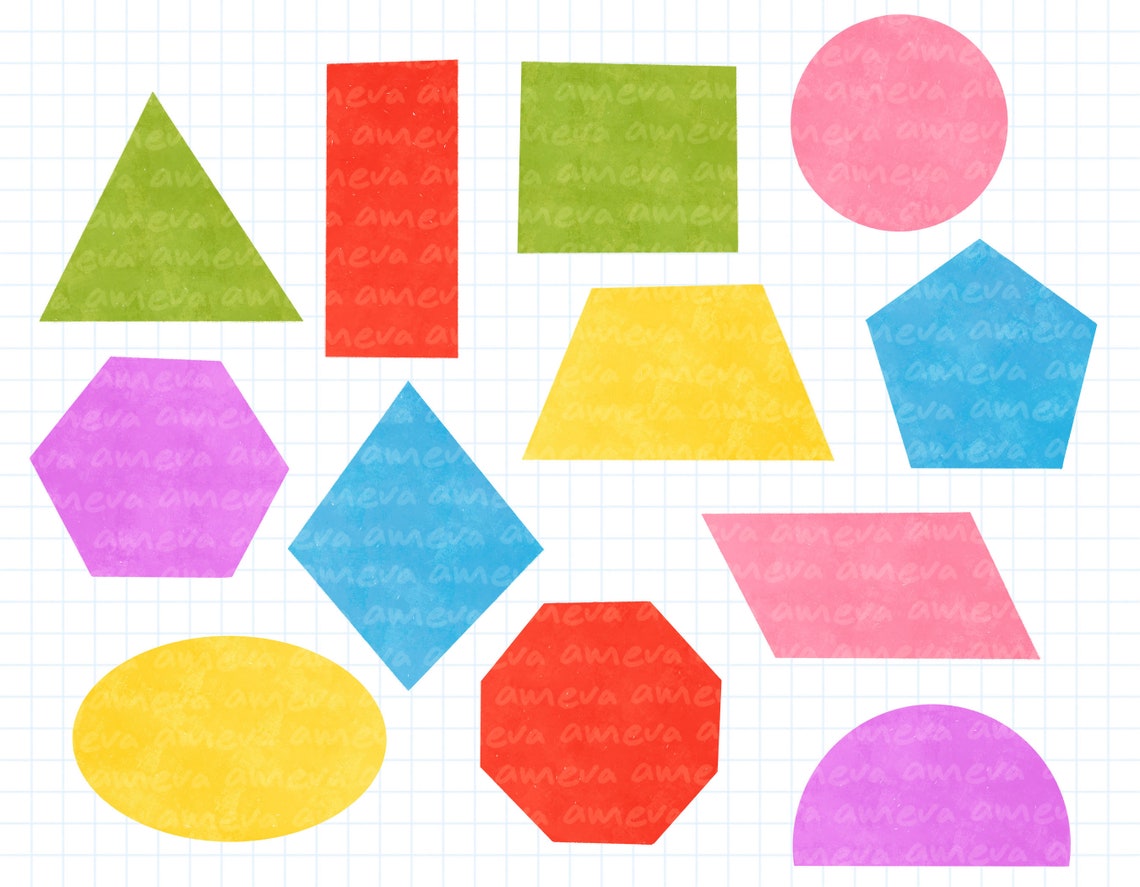 Rainbow 2D Shapes Digital Download Circle Rectangle Triangle Square ...
