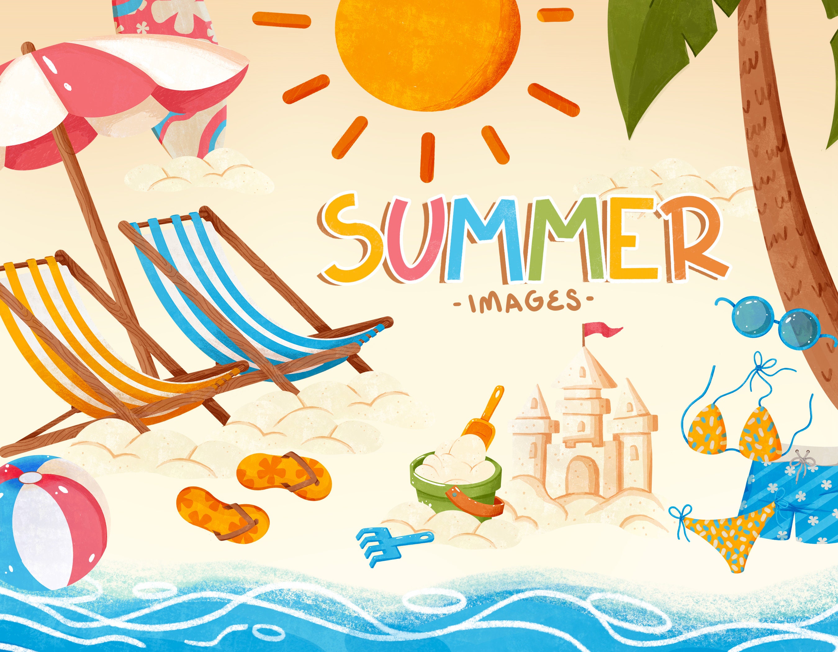 Summer Clipart Digital Download Tropical Beach Vacation Bundle - Etsy